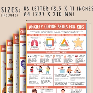 Anxiety Coping Skills Bundle for Kids Teens (7 Pages), Mental Health ...