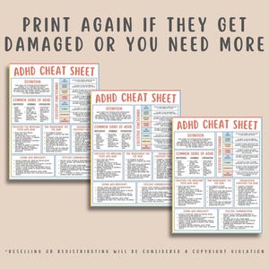ADHD Cheat Sheet, Attention Deficit Hyperactivity Disorder Resources Tools, Executive ...