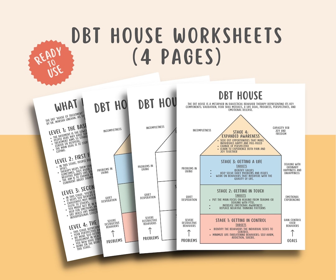4 DBT House Worksheets, the Stages of Therapy, Dialectical Behavior ...
