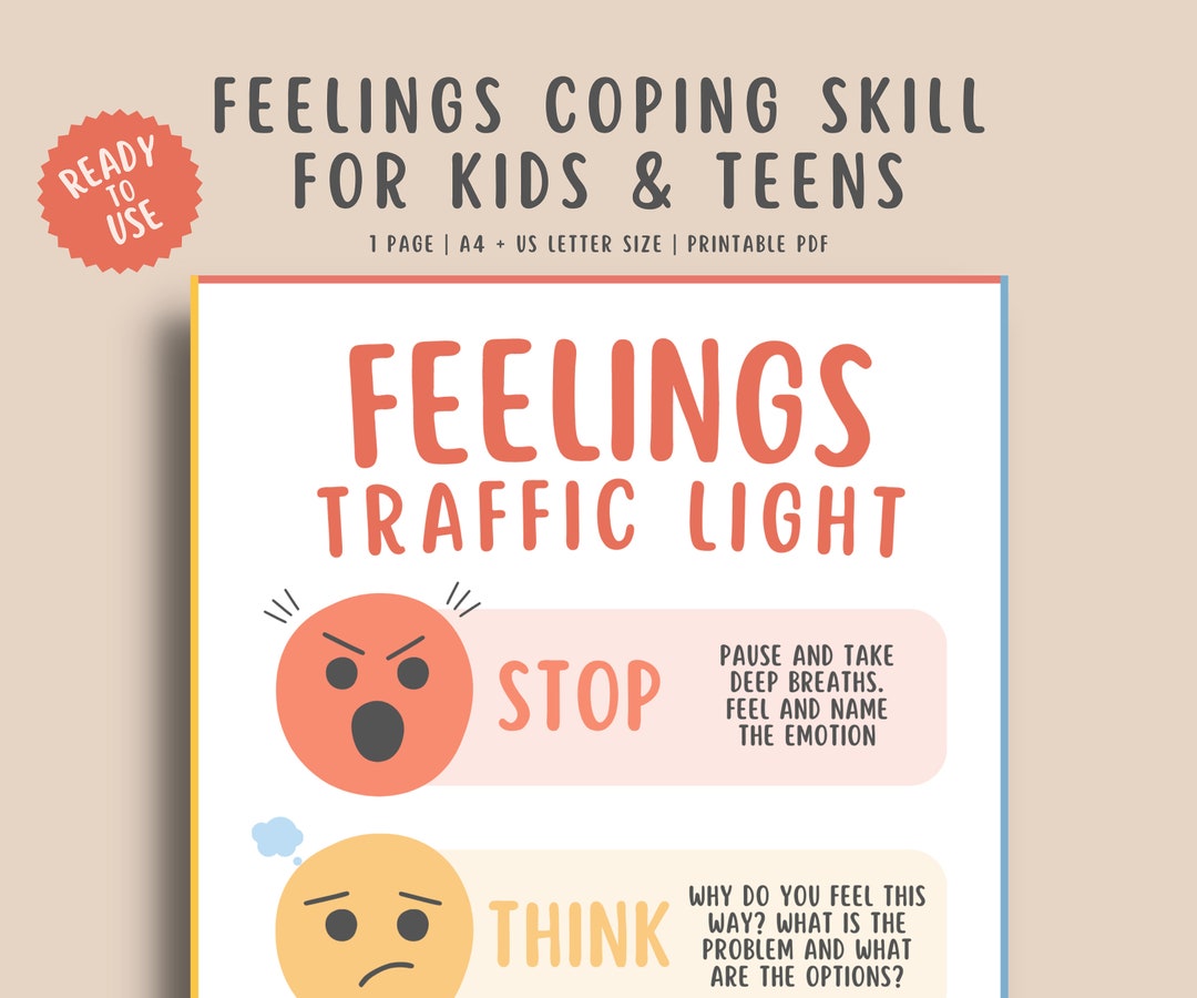 Feelings Coping Skill Handout for Kids Teens, Self Regulation Social ...
