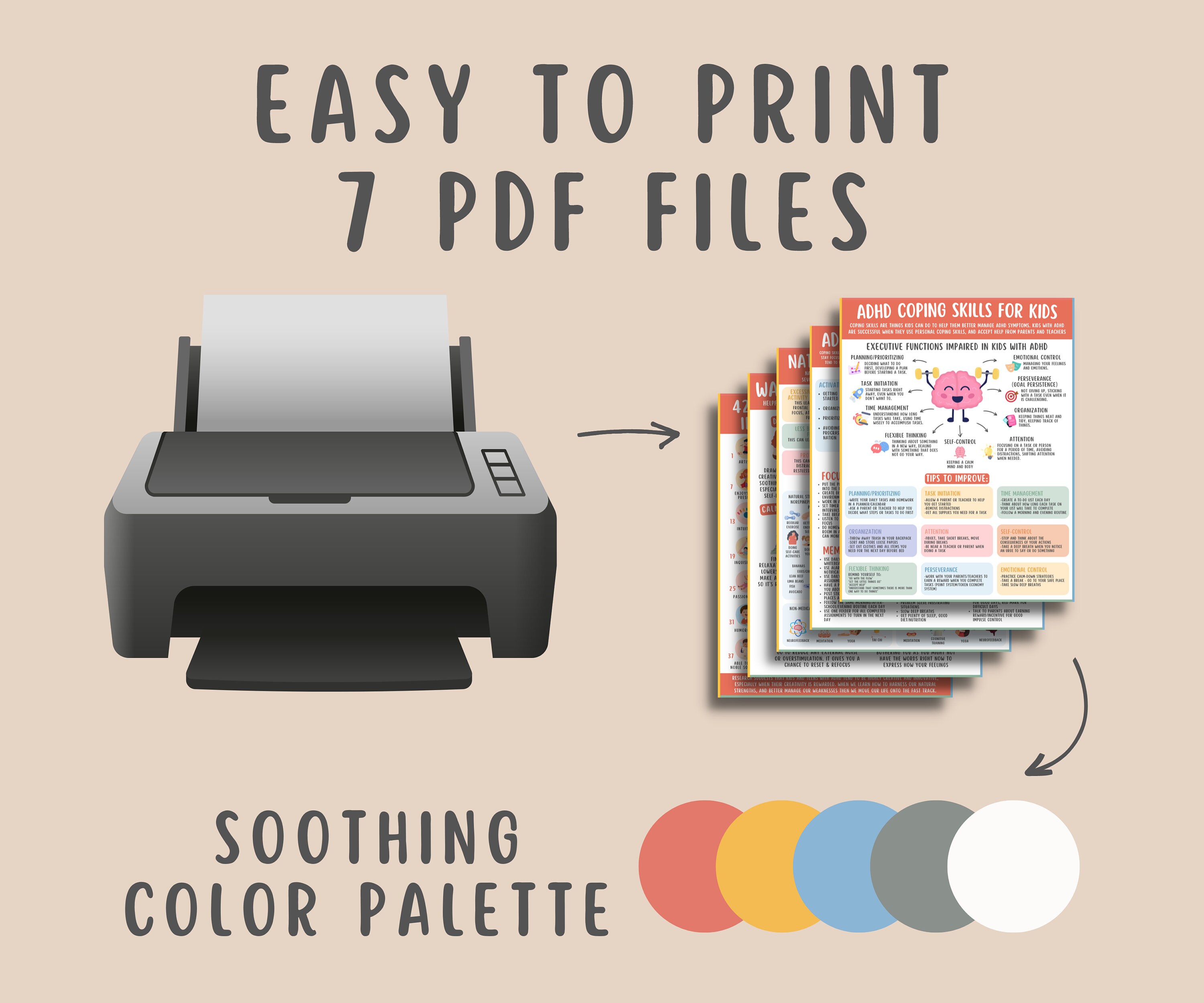 ADHD Coping Skills Bundle for Kids Teens 7 Pages Set Mental - Etsy UK