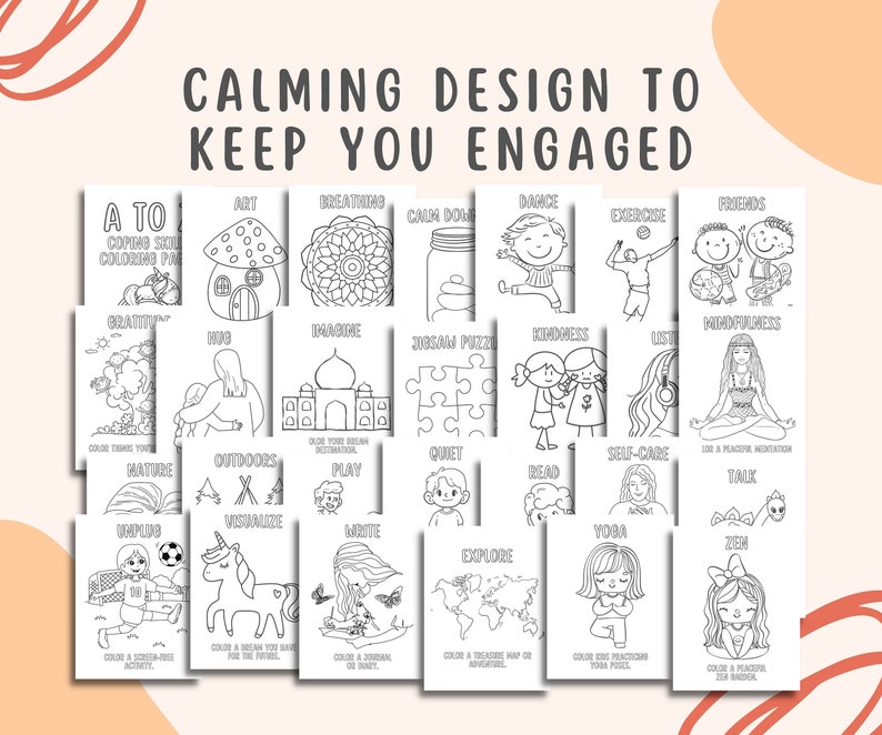 27 Alphabet Coping Skills Coloring Worksheets Grounding - Etsy