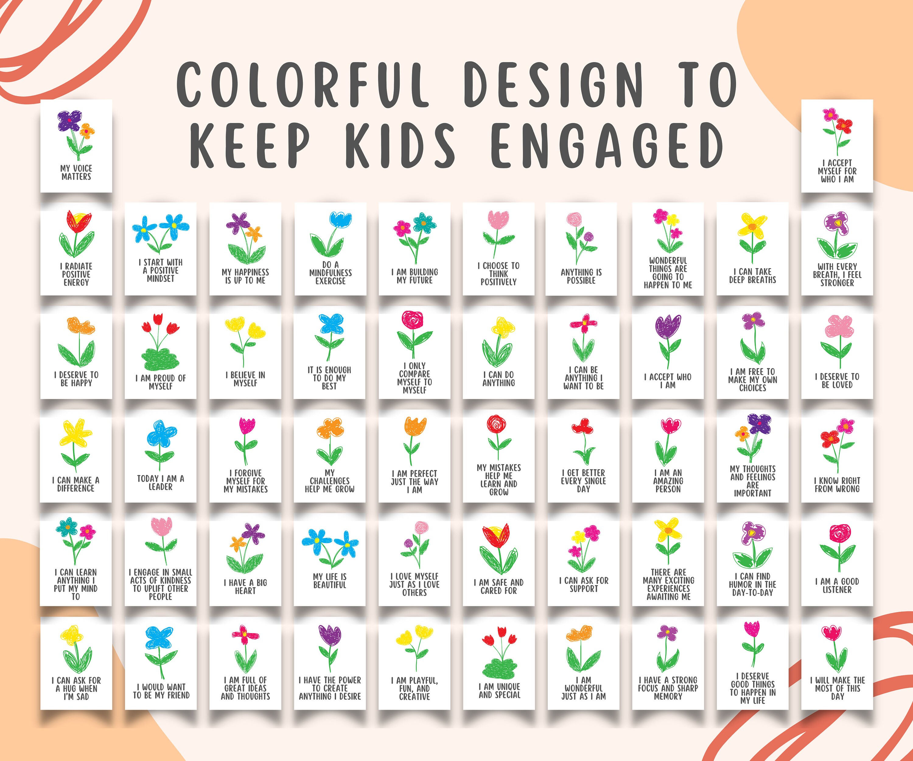 52 Affirmation Station Cards Printable for Kids Teens, Positive Quotes ...