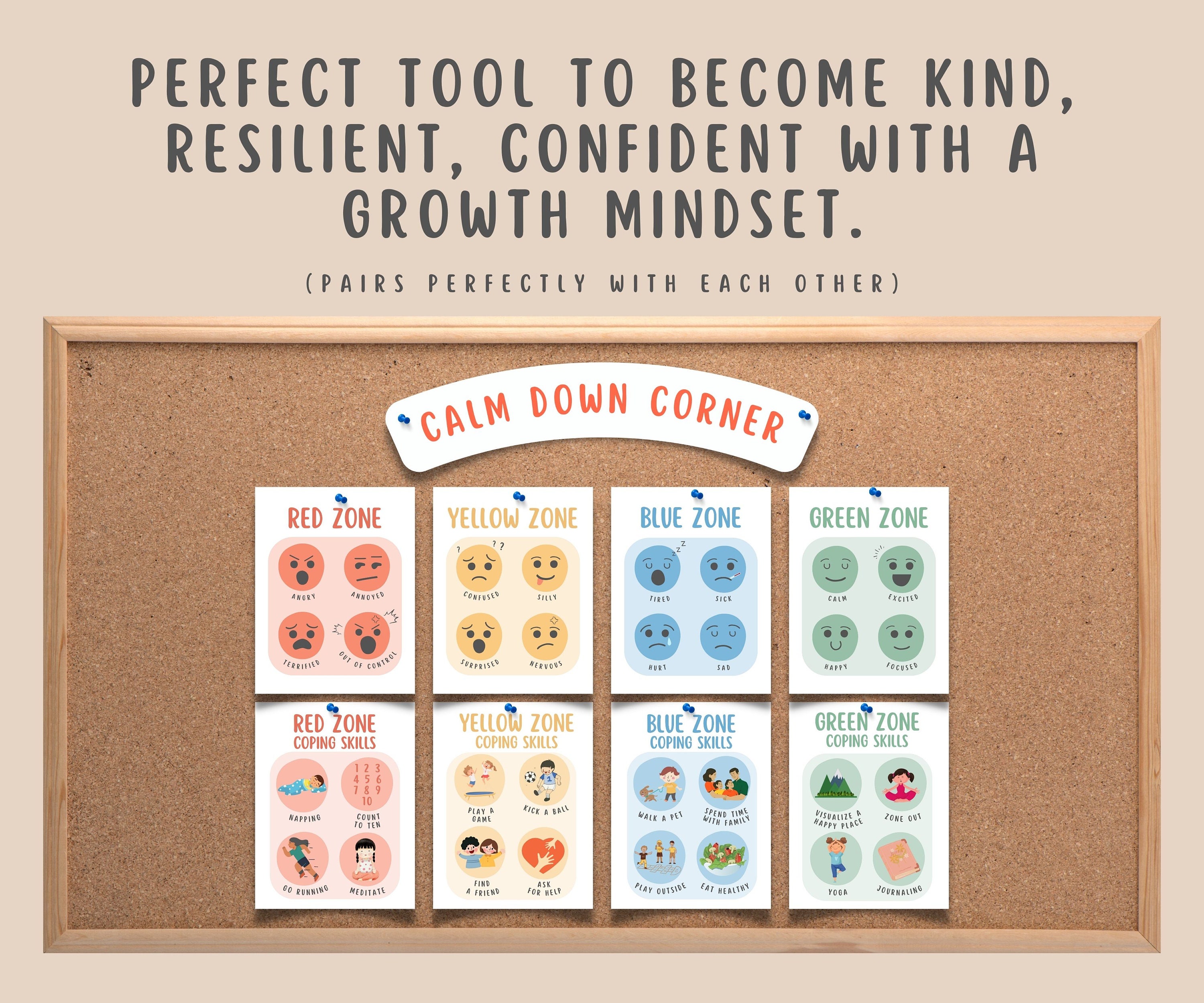 Zones of Self-regulation, Calming Corner Coping Skills Cards, School ...