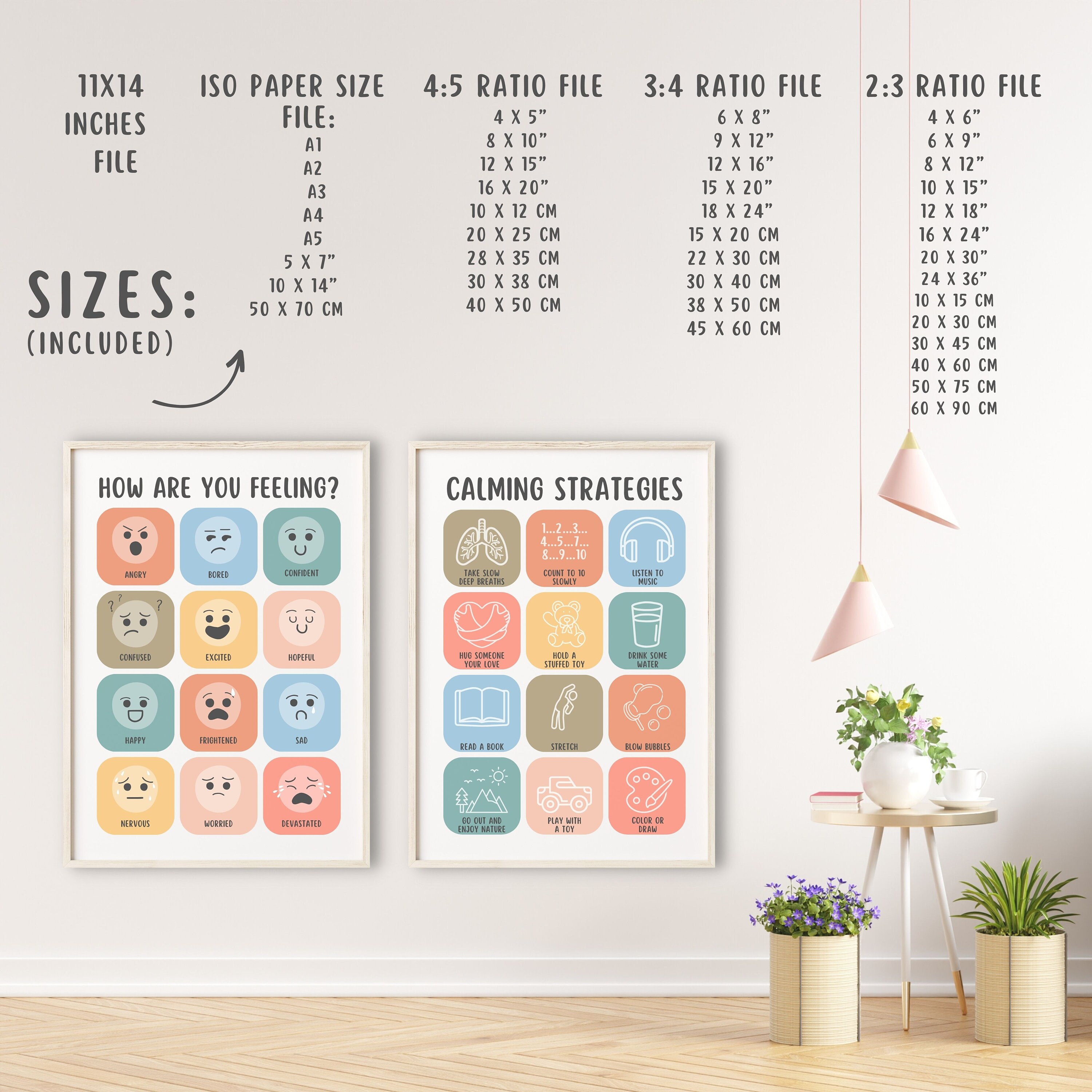 Feelings Calming Strategies Poster for Kids, Emotions Scale Chart ...