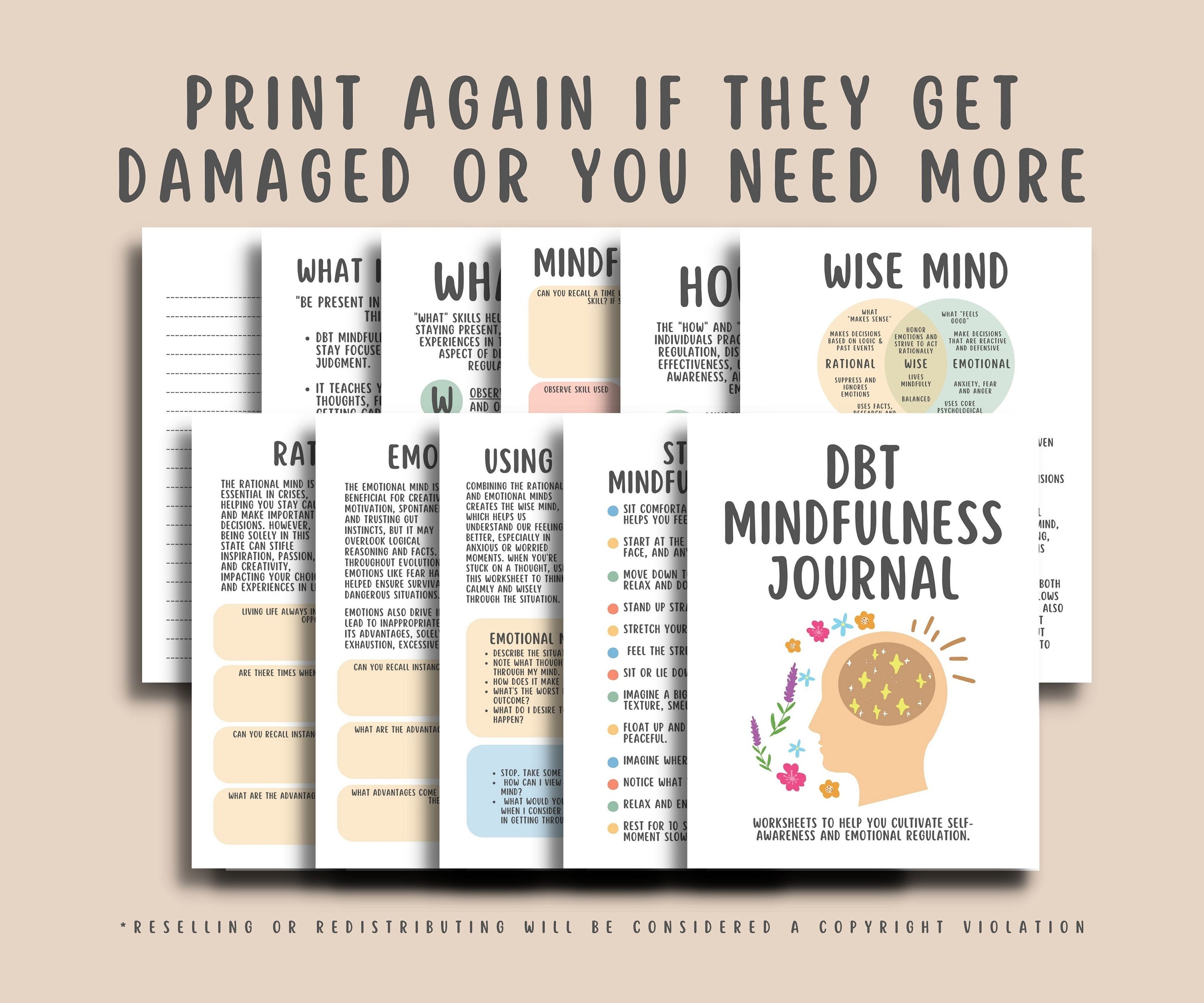 10 DBT Mindfulness Worksheets, Dialectical Behavior Therapy Coping ...