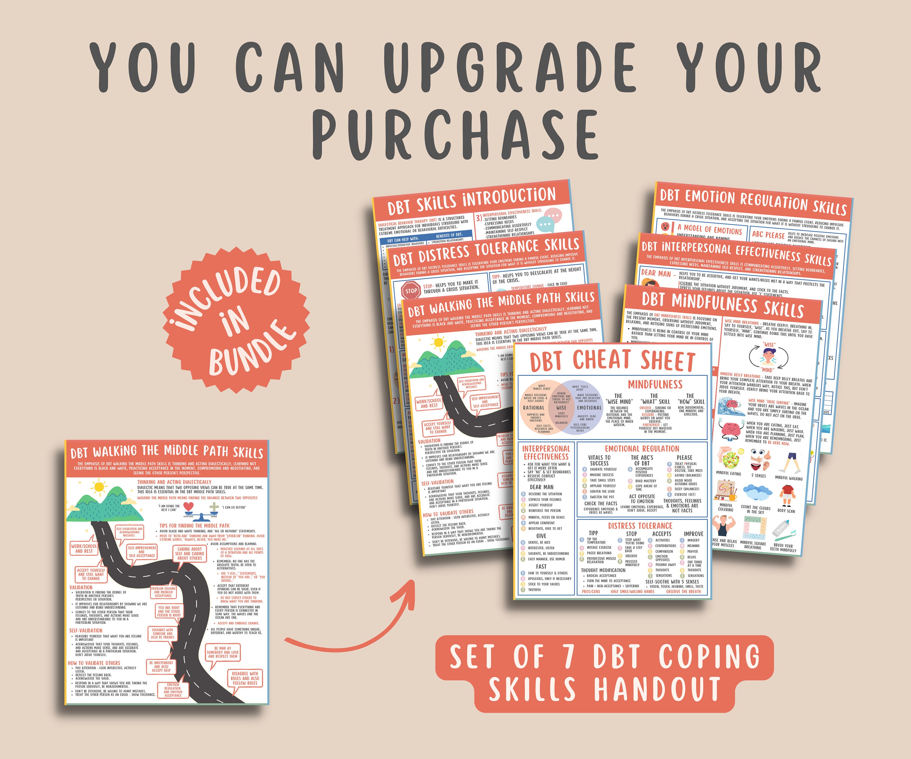 DBT Middle Path Coping Skills Handout Teens Kids Adults, Dialectical ...