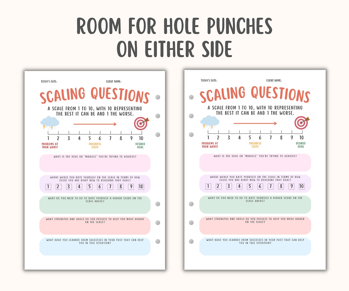 Scaling Questions Worksheet SFBT Worksheets Solution Focused Therapy ...