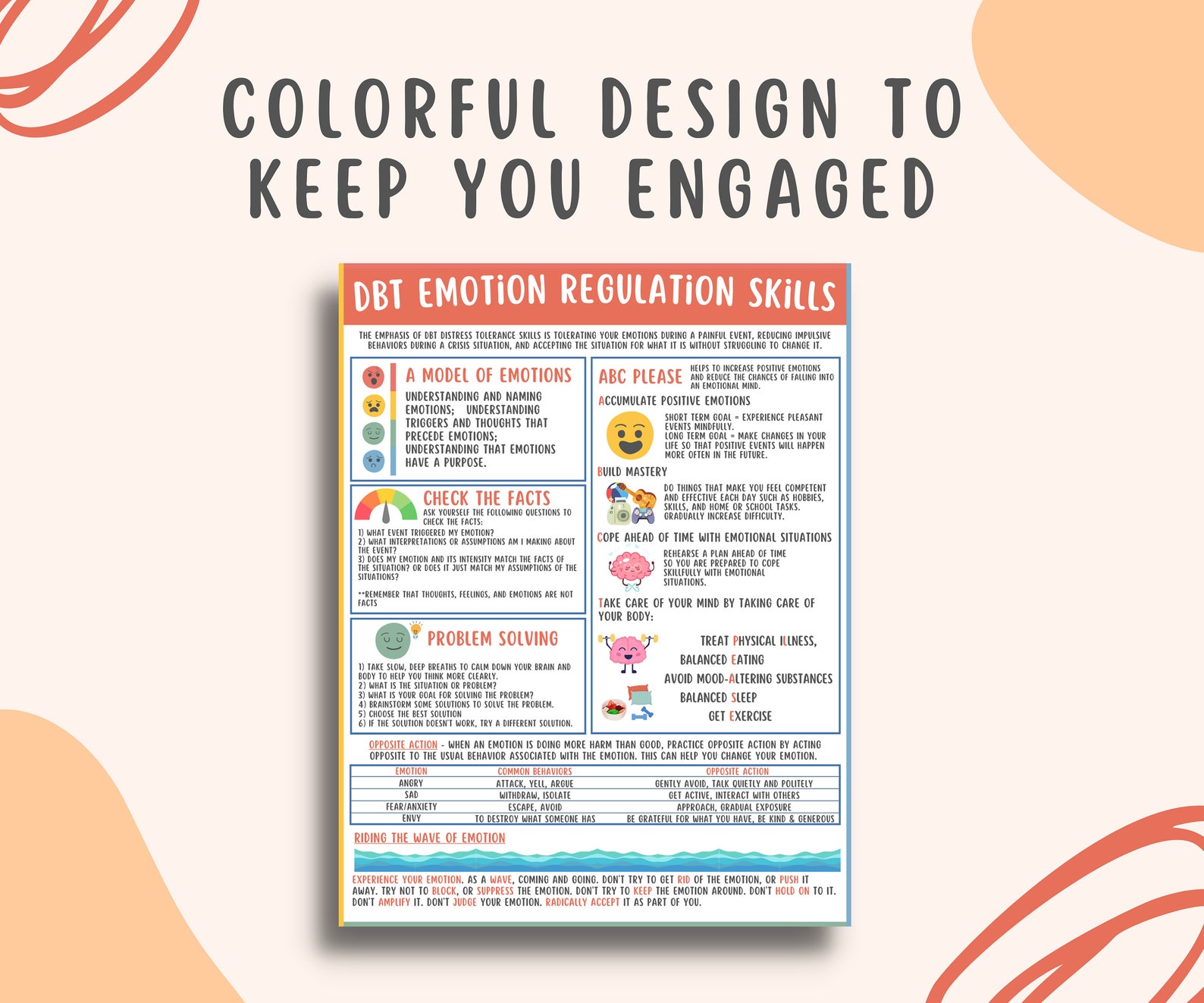 DBT Emotion Regulation Coping Skills Handout Teens Kids Adults ...