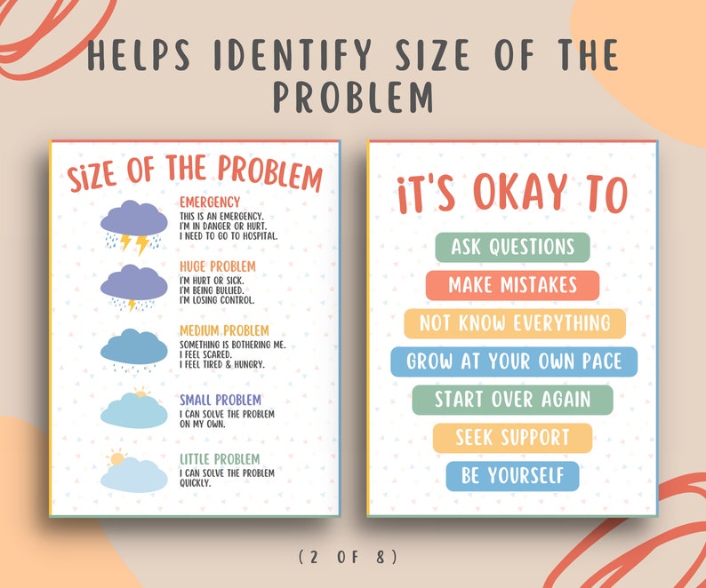 8 Calming Corner Posters for Kids Teens, Calm Down Techniques ...