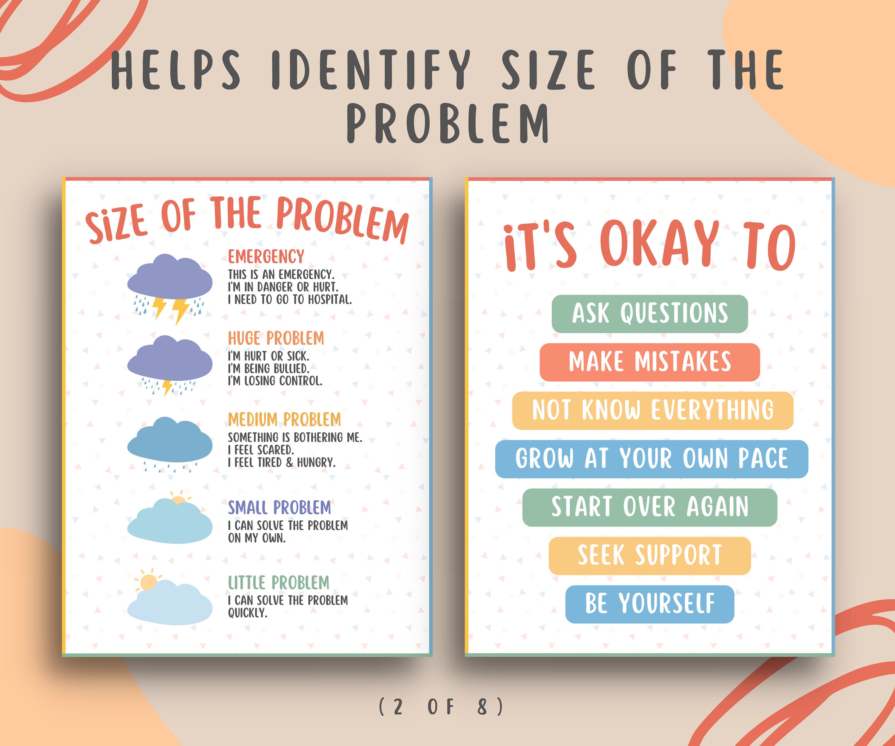 8 Calming Corner Posters for Kids Teens, Calm Down Techniques ...