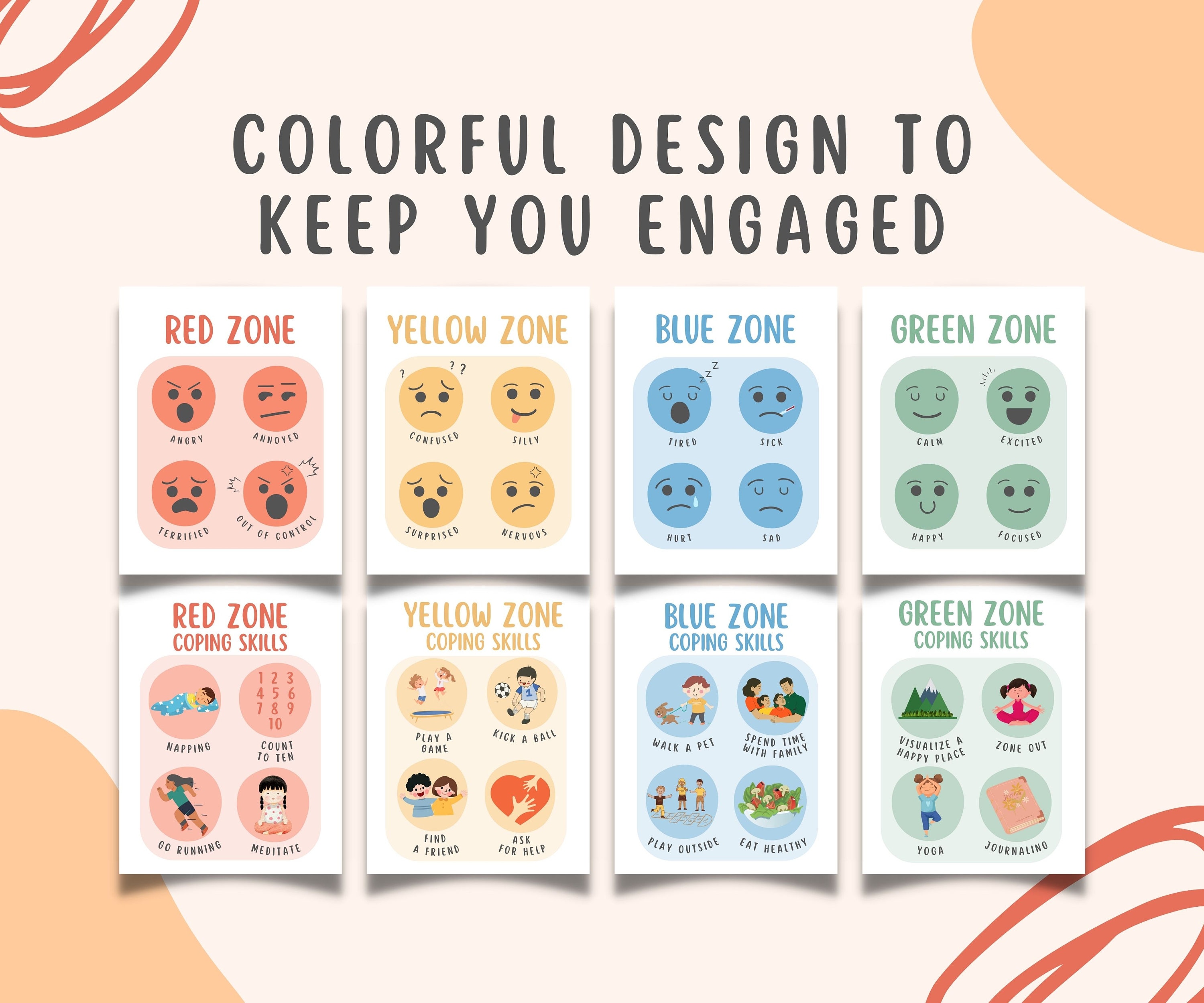 Zones of Self-regulation, Calming Corner Coping Skills Cards, School ...