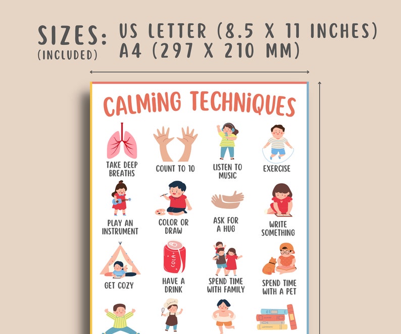 16 Calming Techniques Chart for Kids Teens Grounding - Etsy