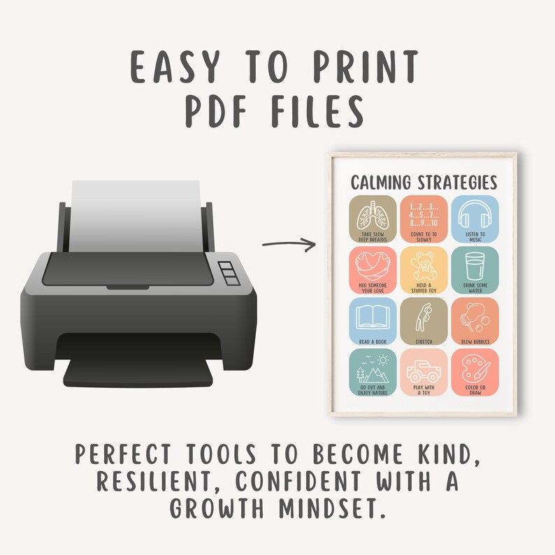 Feelings Calming Strategies Poster for Kids, Emotions Scale Chart ...