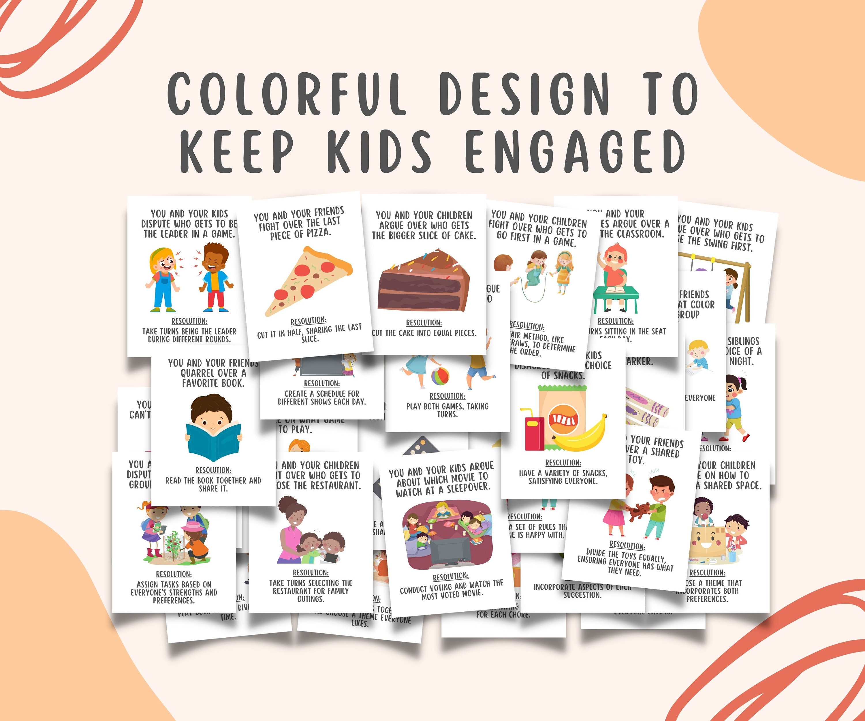 28 Conflict Resolution Flashcards for Kids, Social Emotional Learning ...