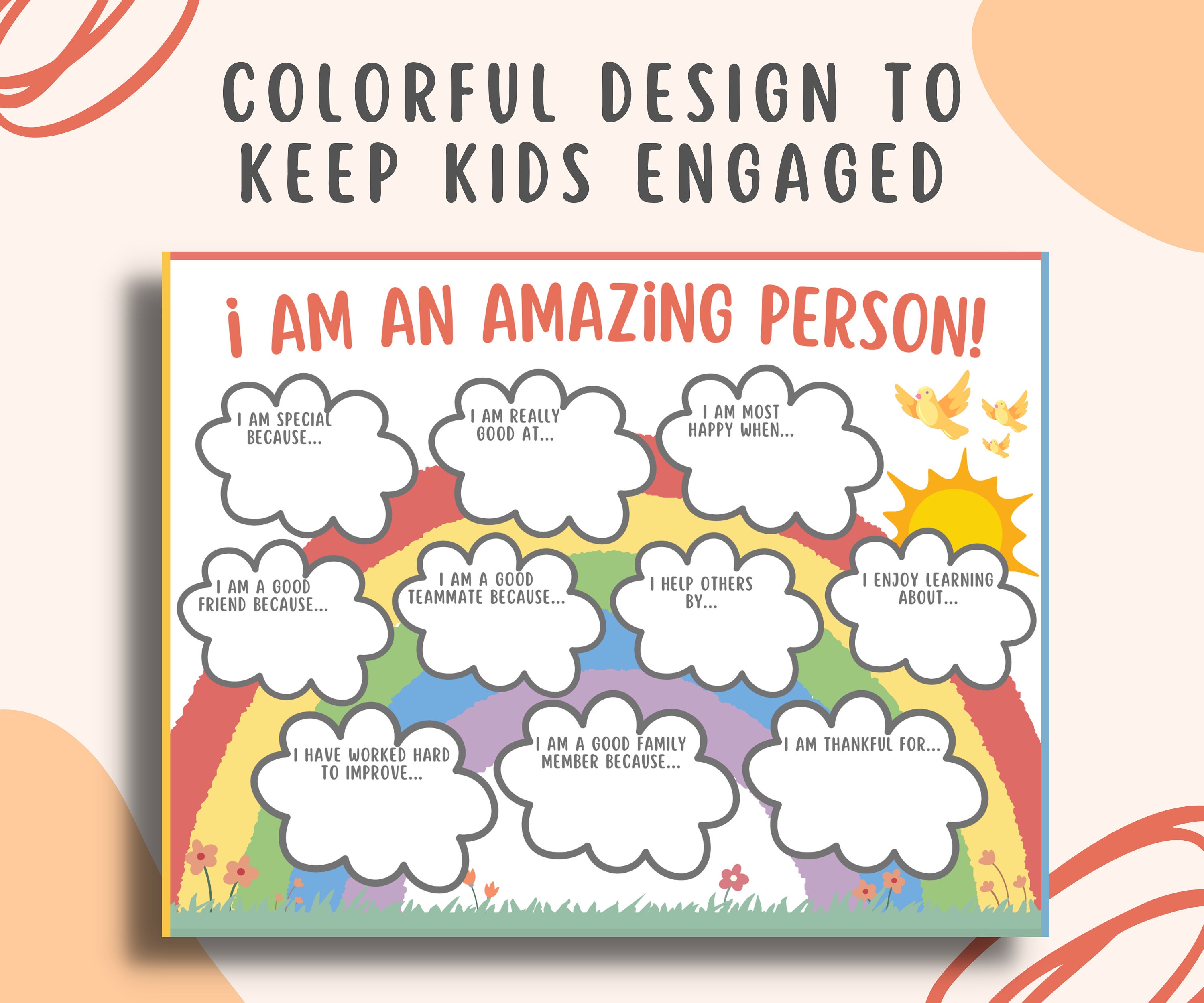 Self-esteem Worksheet Kids Teens, I Am an Amazing Person Self ...