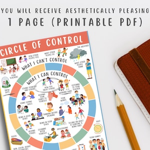 Circle of Control for Kids Teens Handout, Mental Health Digital ...