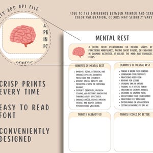 7 Types of Rest Self-care Worksheets, Mental Health Resources, Calming ...
