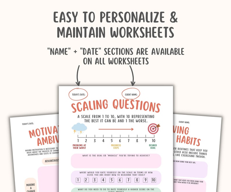 Solution Focused Therapy Worksheets, SFBT Worksheets, SFBT Questions ...