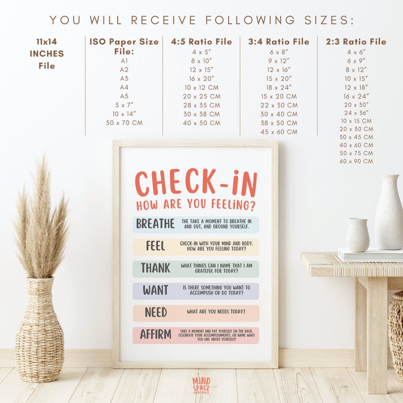 Feelings Check in Poster, Check in Therapy Office Decor, Therapist ...
