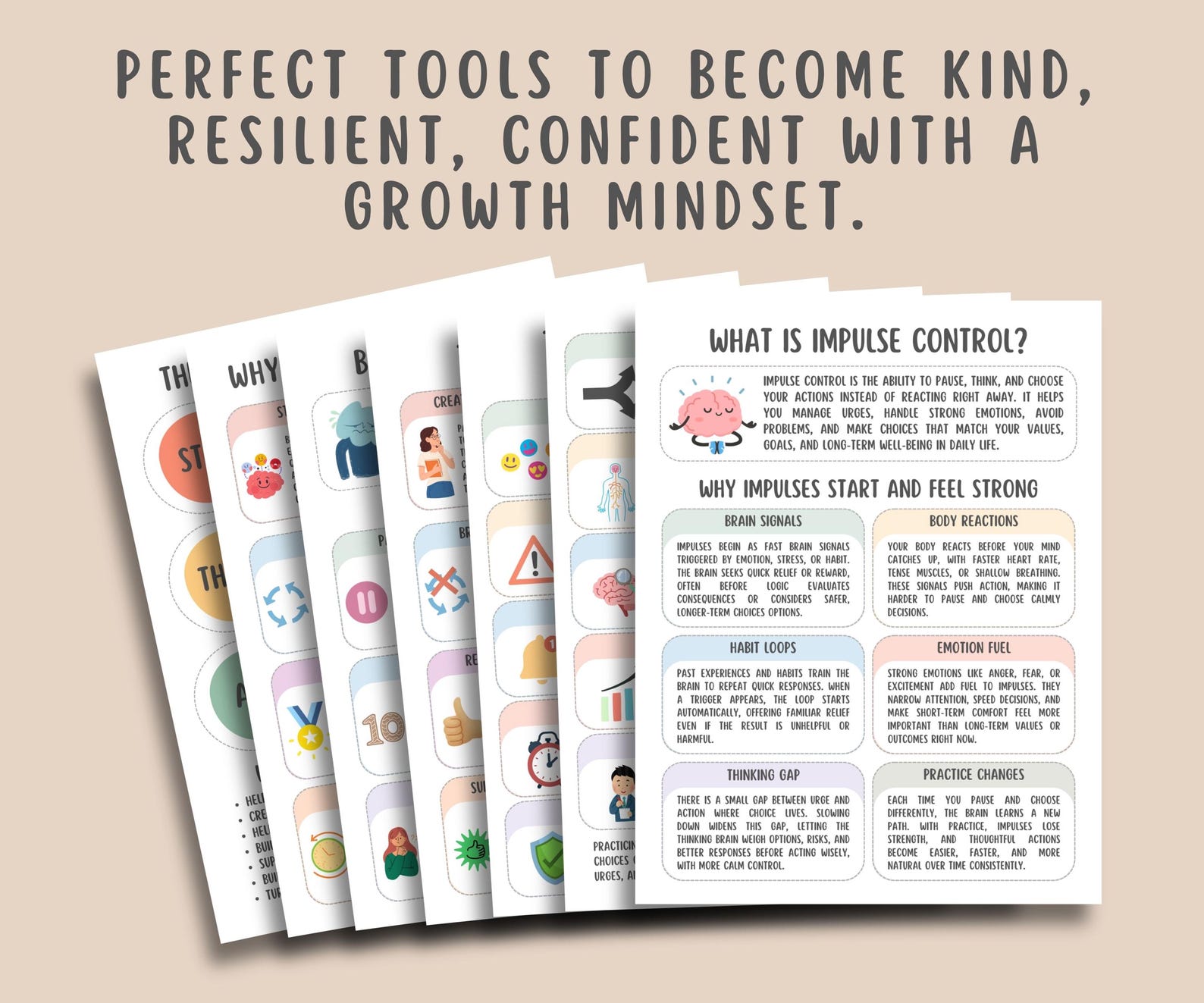 Stop Think Act Impulse Control Worksheets, Self Control Skills, CBT ...