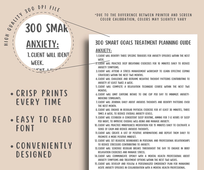 300 SMART Goals Treatment Planning Guide for Mental Health Counselors ...