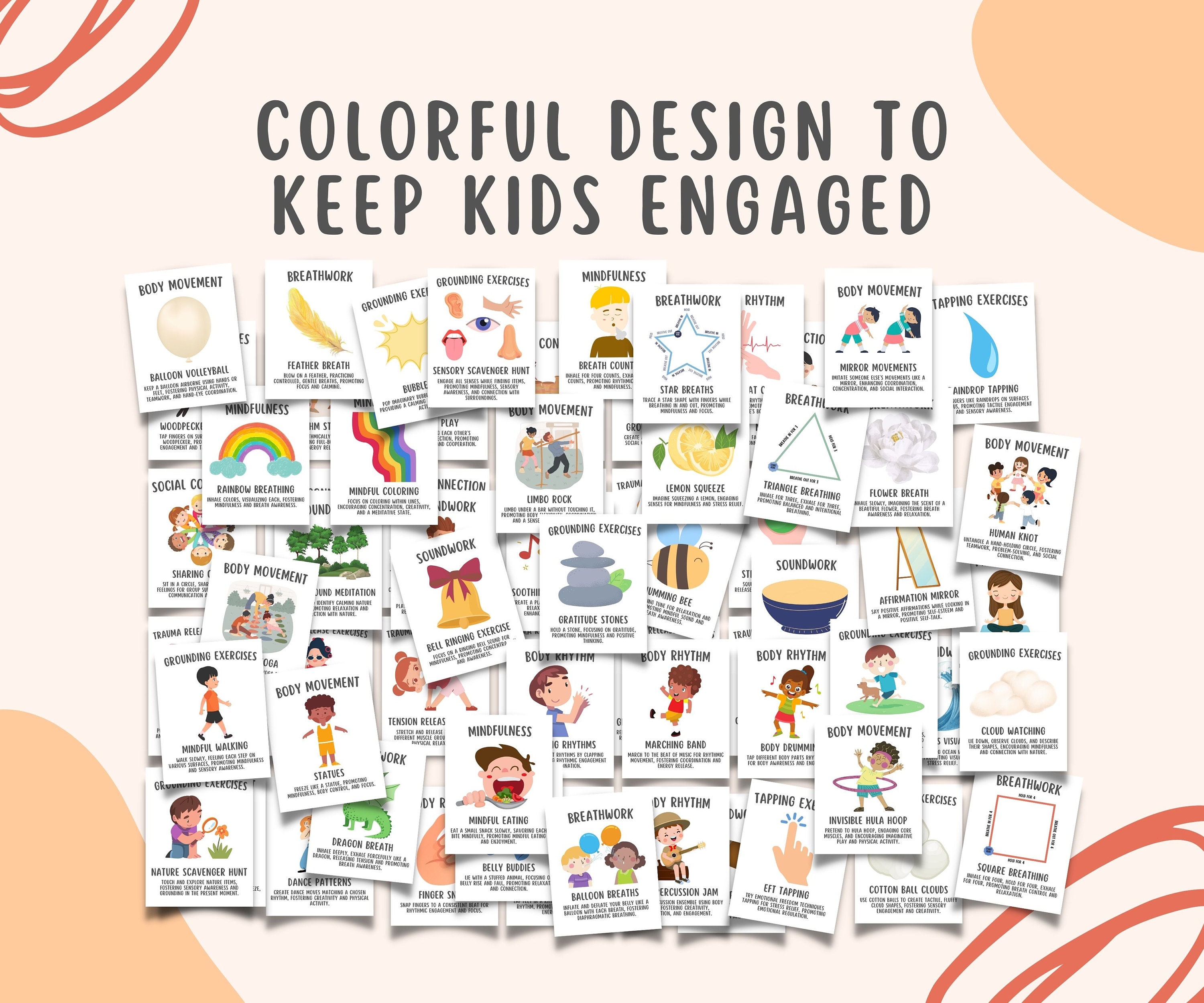 68 Somatic Therapy Coping Skill Cards for Kids, Nervous System ...