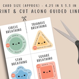 12 Mindful Breathing Shape Cards, Anxiety Coping Calming Corner Tools ...