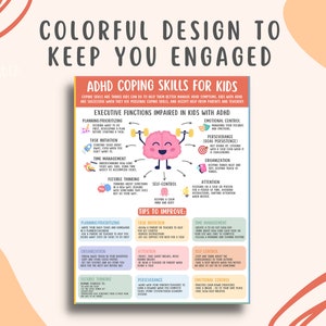 ADHD Coping Skills for Kids Handout, Executive Function, Attention ...