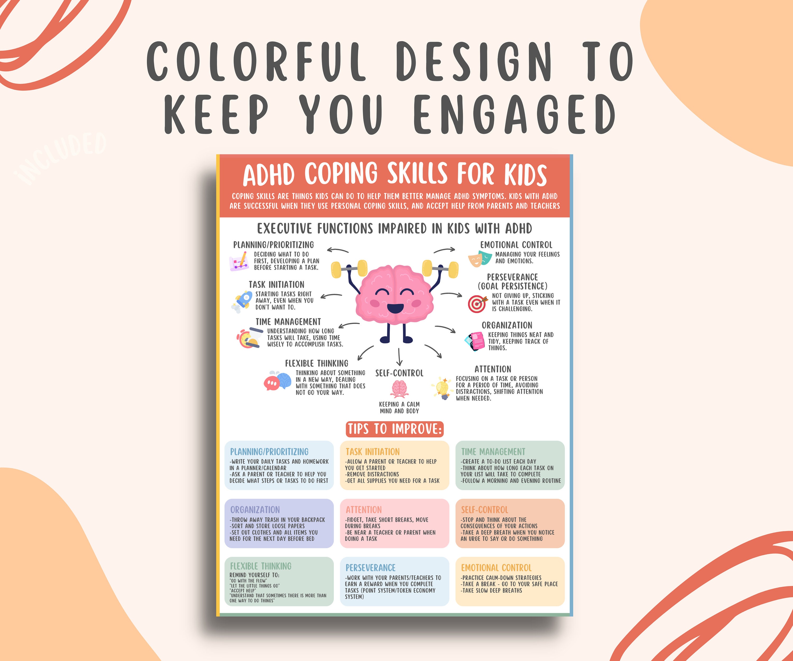 ADHD Coping Skills for Kids Handout Executive Function - Etsy Australia