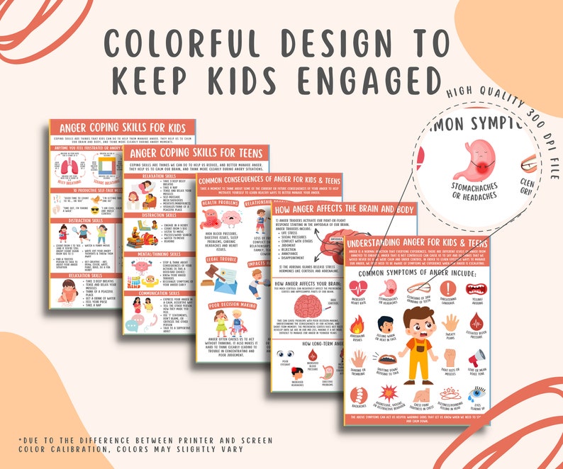 Anger Management Coping Skills for Kids Teens 7 Pages - Etsy