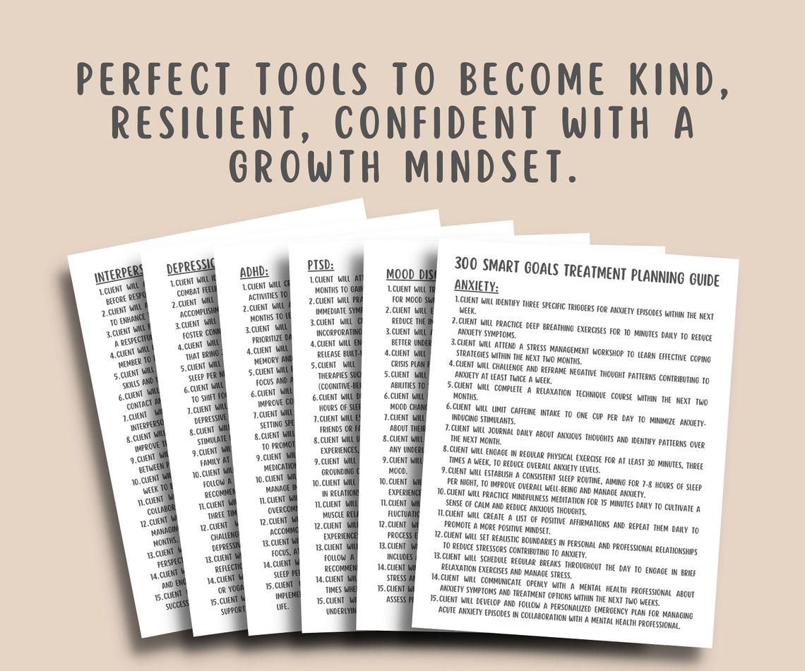 300 SMART Goals Treatment Planning Guide for Mental Health Counselors ...