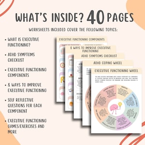 40 ADHD Executive Functioning Worksheets Strategies Time Management ...