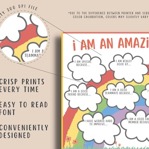 Self-esteem Worksheet Kids Teens, I Am an Amazing Person Self ...