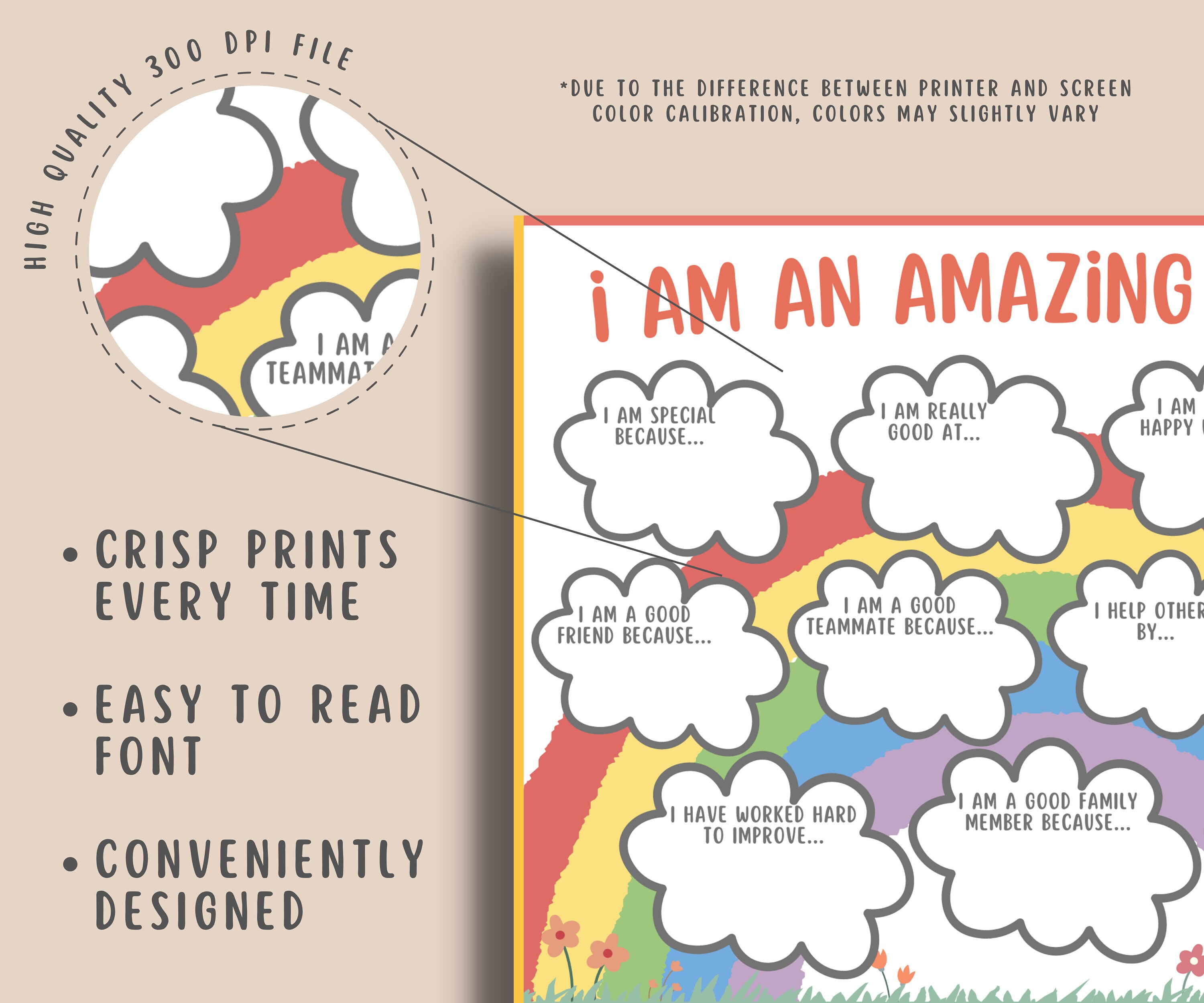 Self-esteem Worksheet Kids Teens, I Am an Amazing Person Self ...