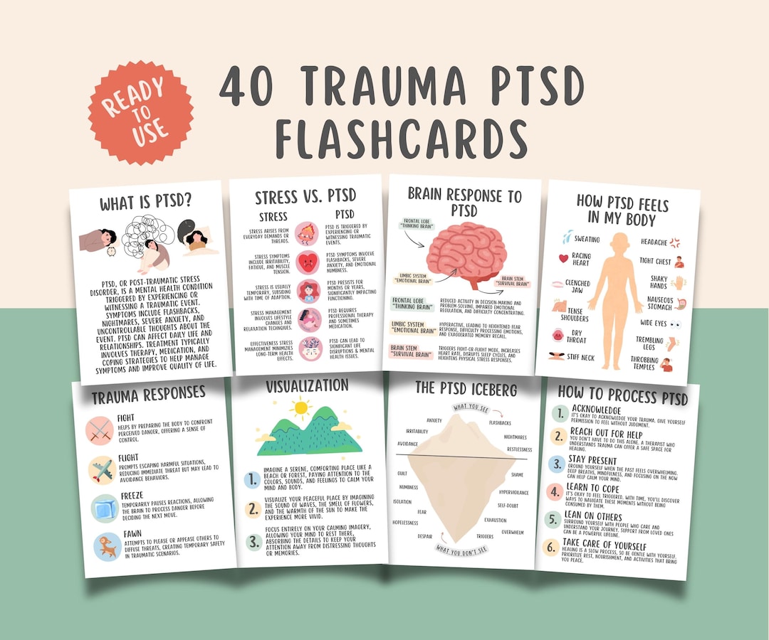 40 PTSD Flashcards, Trauma Recovery Therapy Cards, Panic Attacks ...