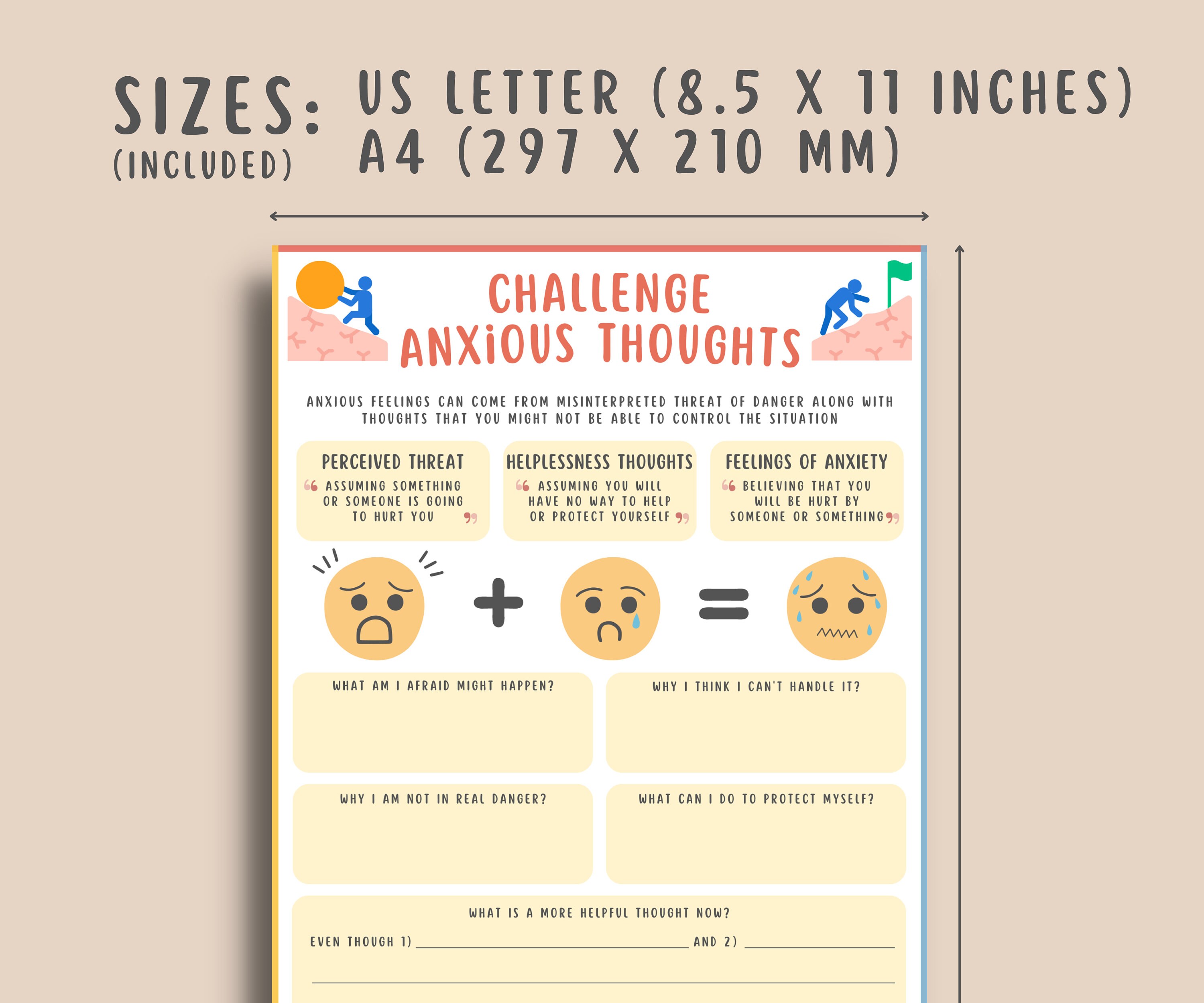 Challenging Anxious Thoughts Worksheet for Kids and Teens - Etsy