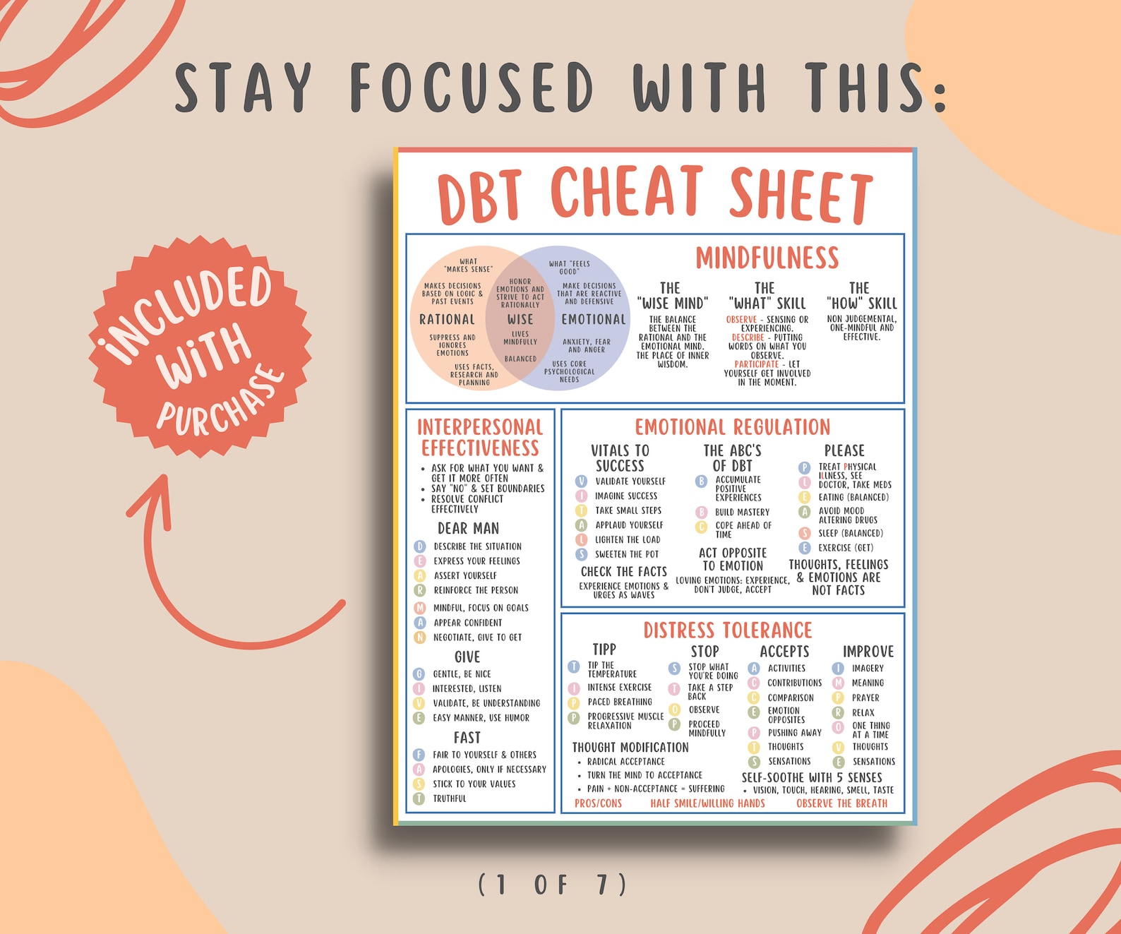 DBT Coping Skills Bundle Teens Adults, Dialectical Behavior Therapy ...