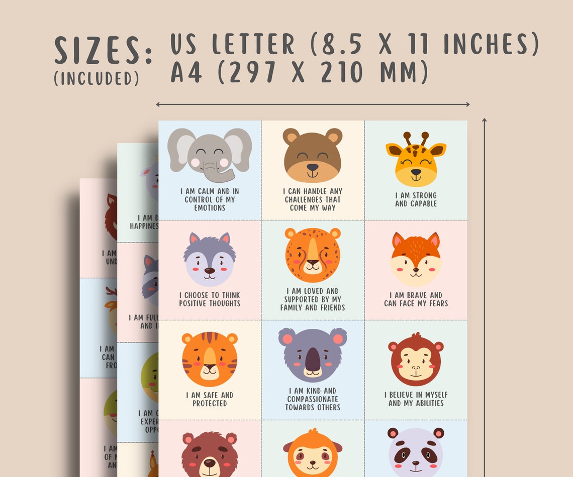 100 Positive Affirmation Calm Down Corner Cards for Kids - Etsy