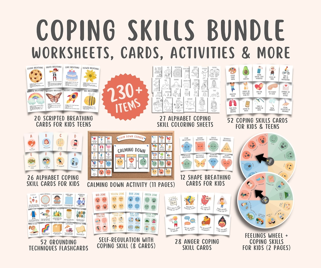 Coping Skills Bundle for Kids 238 Items Mindful Breathing Exercises ...