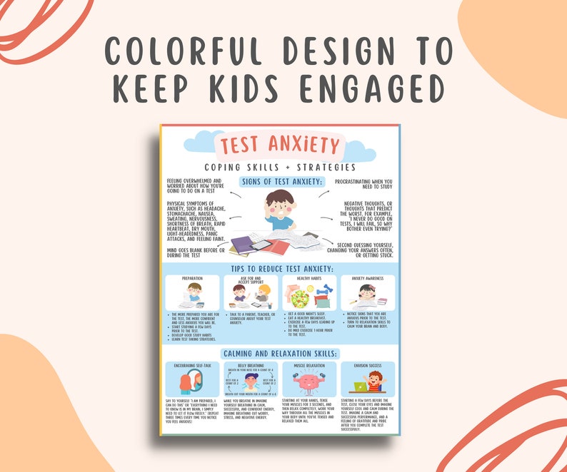 Test Anxiety Coping Skills Strategies Handout for Teens Kids, Reduce ...