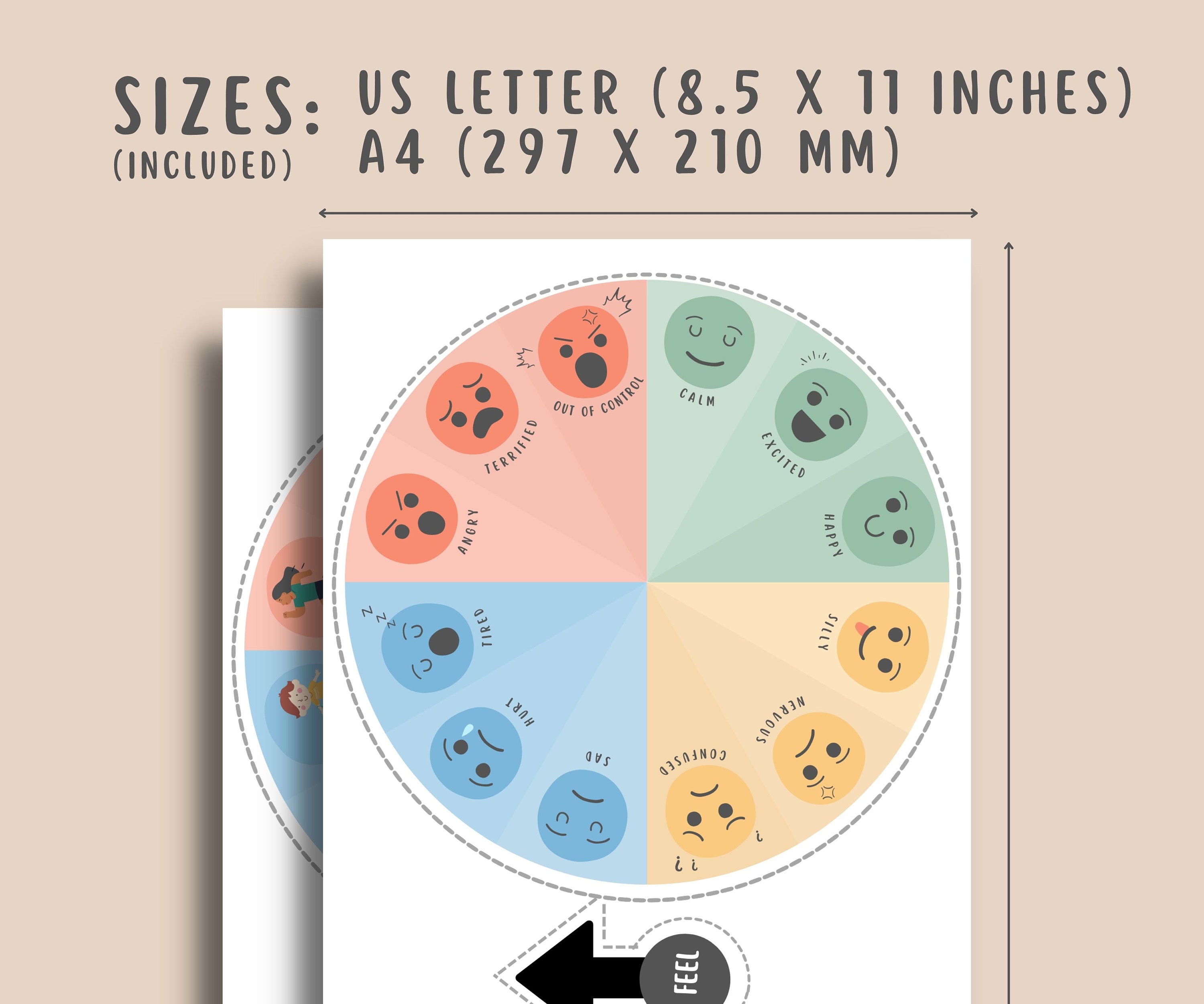 Feelings Wheel With Coping Skills Activity for Kids, Calming Corner ...