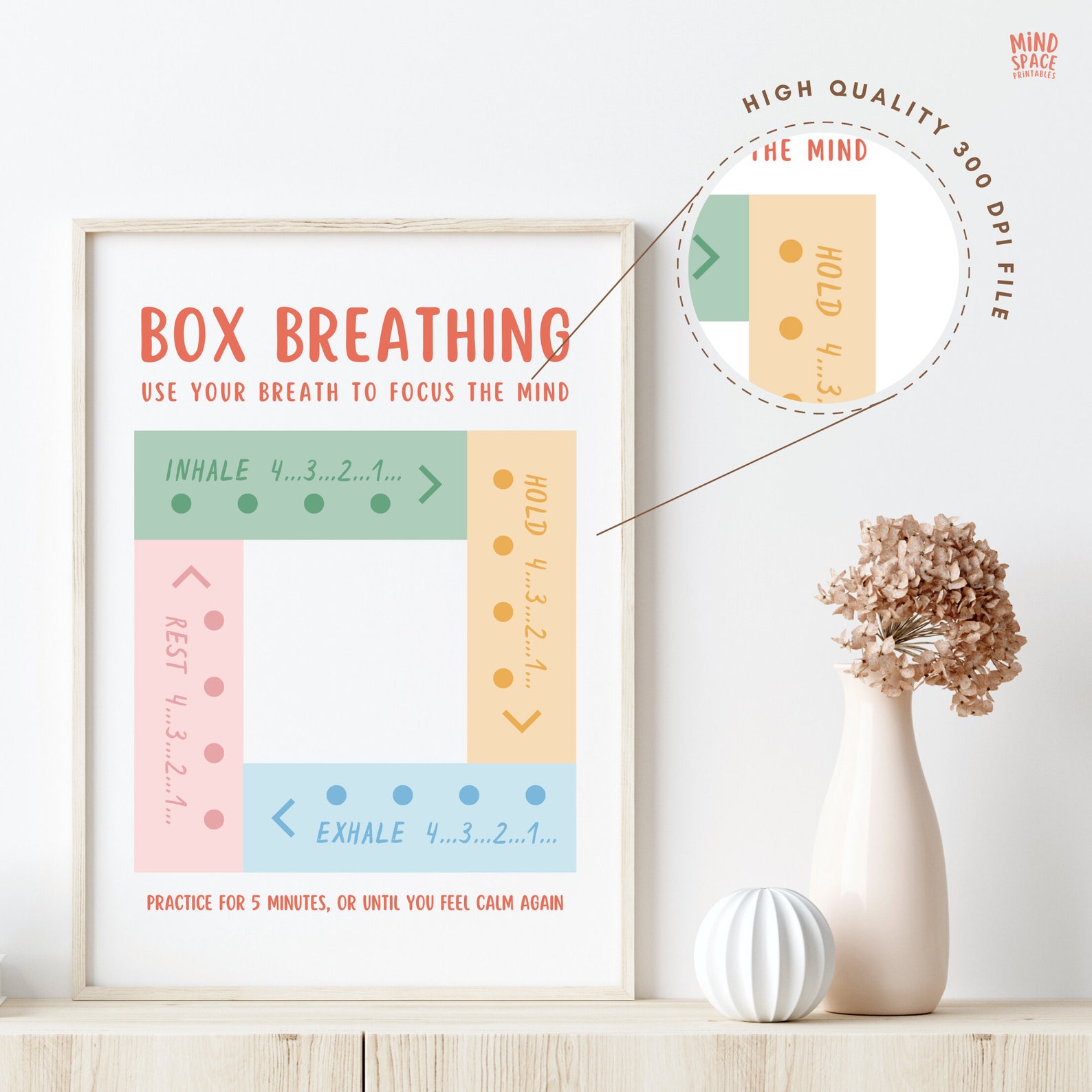 Box Breathing Technique, Breathing Poster, Mental Health, Calming ...