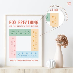 Box Breathing Technique, Breathing Poster, Mental Health, Calming ...