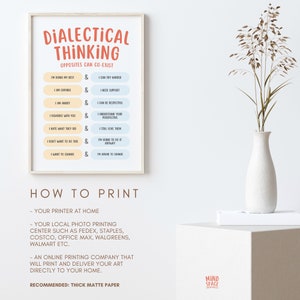 Dialectical Thinking Poster, DBT Poster, Therapy Wall Art, Therapist ...