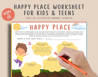 Happy Place Visualization Fillable Worksheet Kids - Etsy