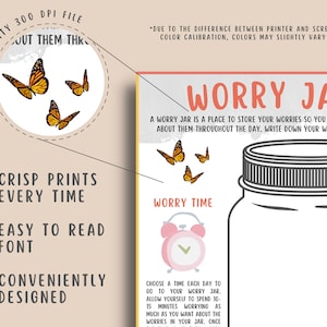 Worry Jar Worksheet for Kids Children - Therapy Counseling Treatment ...