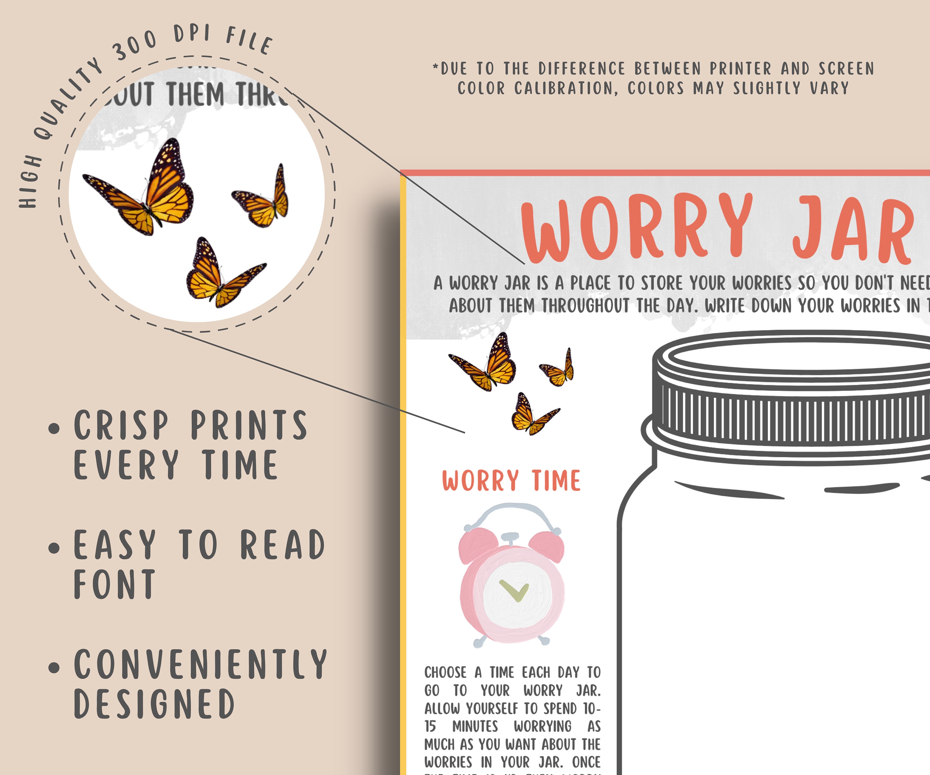 Worry Jar Worksheet for Kids Children Therapy Counseling Treatment for ...