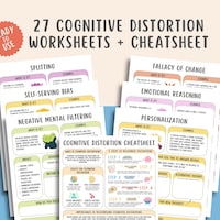 Cognitive Distortion Flash Cards, DBT Coping Skills Cards, Thinking ...