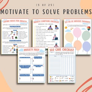 25 Anxiety Worksheets Bundle for Kids & Teens, Mental Health Counseling ...